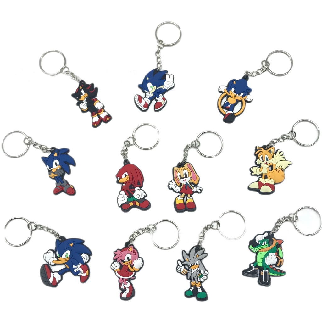 Sonic The Hedgehog Theme Keychain Soft PVC Keyring For Kids Party Gift ...