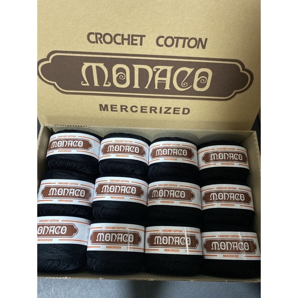3ply (Per BOX )Monaco Mercerized Crochet cotton 12 balls (single color ...