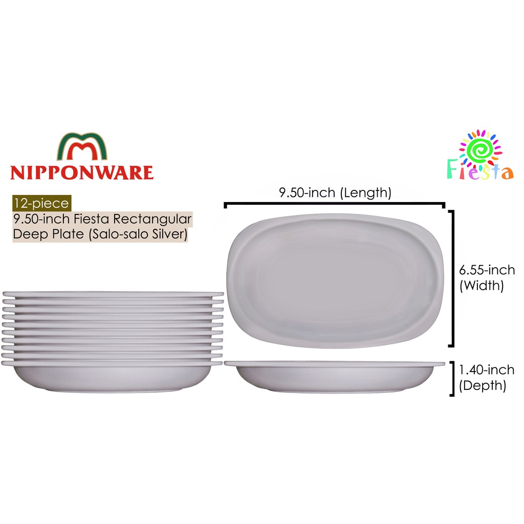 Nipponware 12-piece 9.50-inch Fiesta Rectangular Plate (Salo-Salo ...
