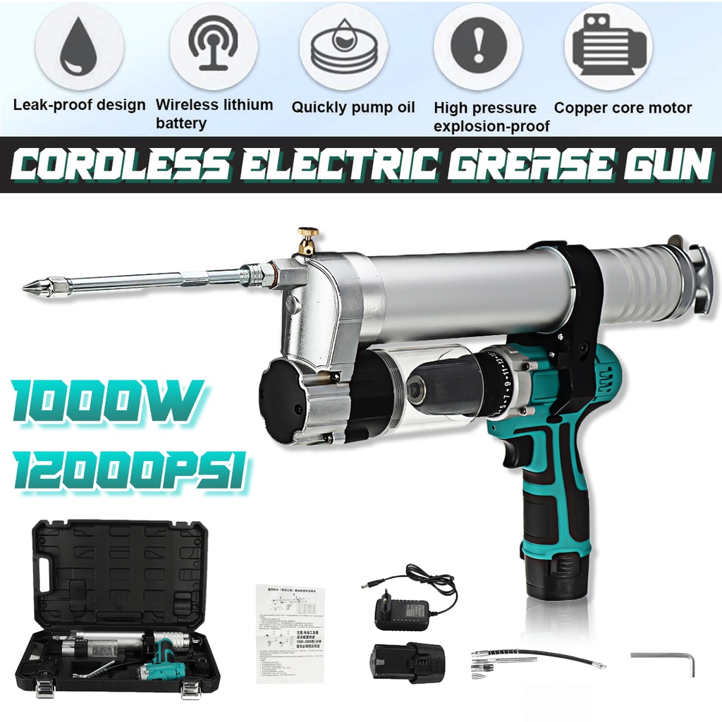 1000W 600ml Cordless Electric Grease Gun Rechargeable High Pressure ...
