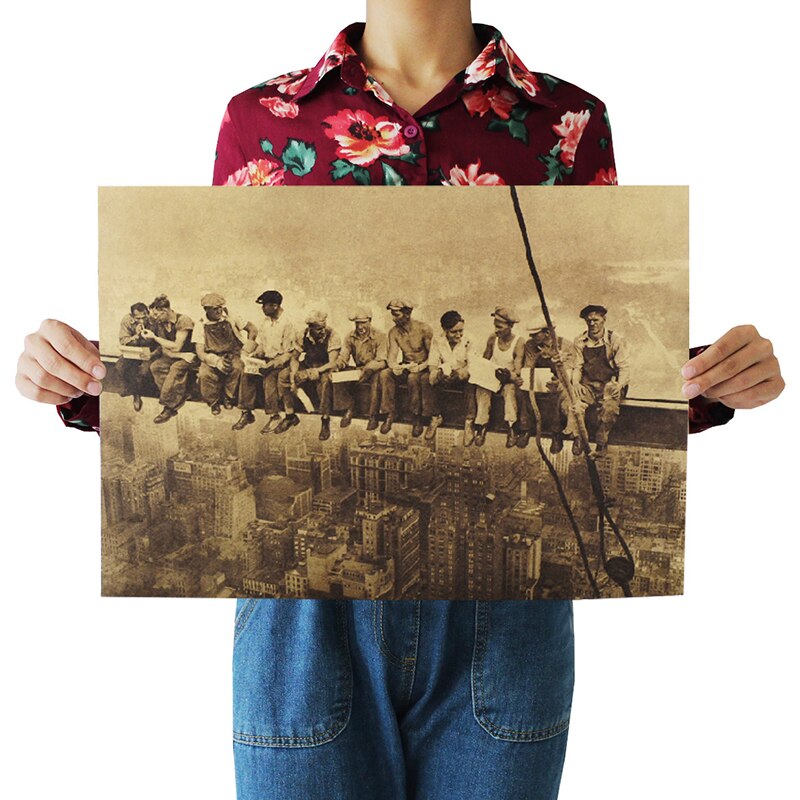 Posters For Walls Worker On Skyscrapers Retro Posters Kraft Paper,hang ...