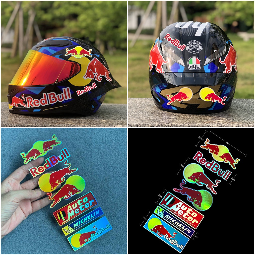 Red-Bull Reflector Helmet Racing Motorcycle Bike Accessories Top Box ...