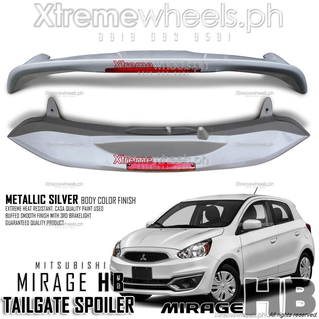 Mitsubishi Mirage Hatchback 2013-2021 Silver Rear Spoiler Casa Quality ...
