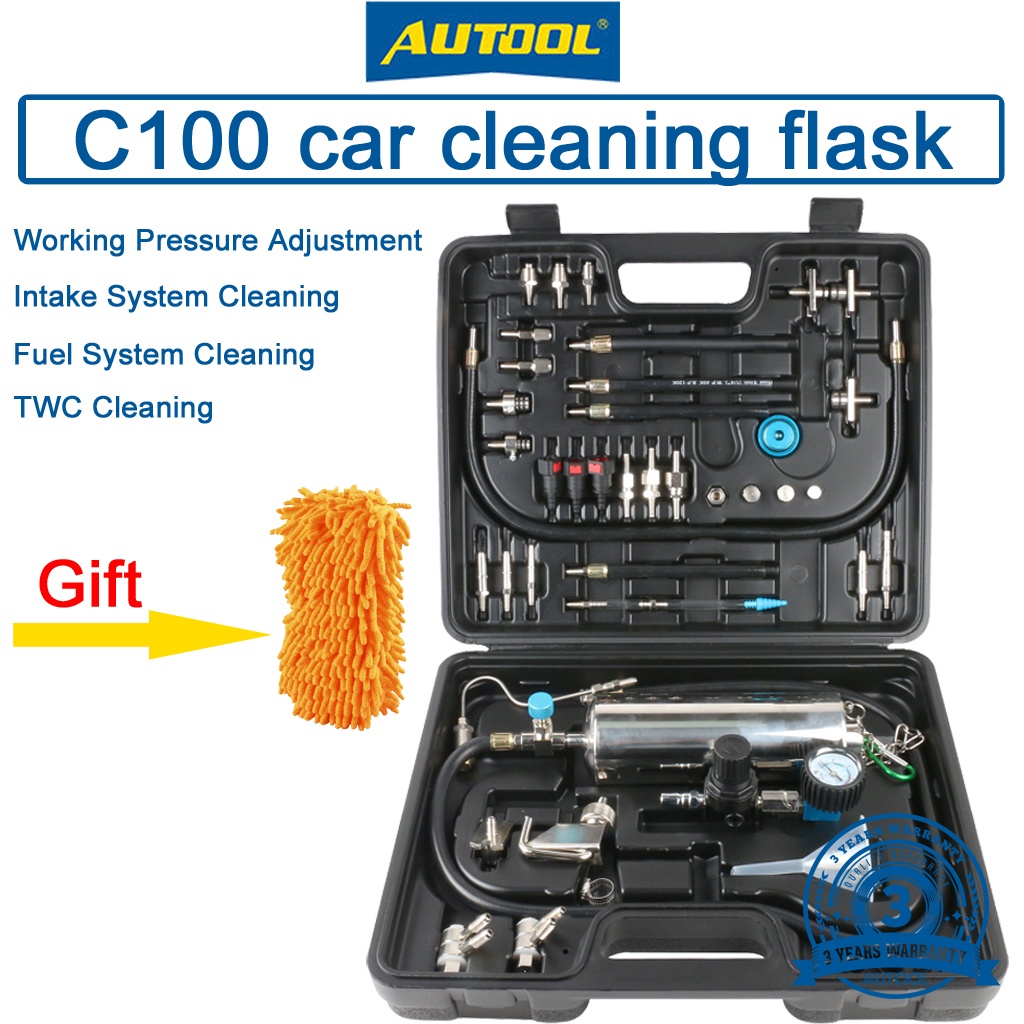 AUTOOL C100 Car cleaning flask Car fuel nozzle cleaning Working ...