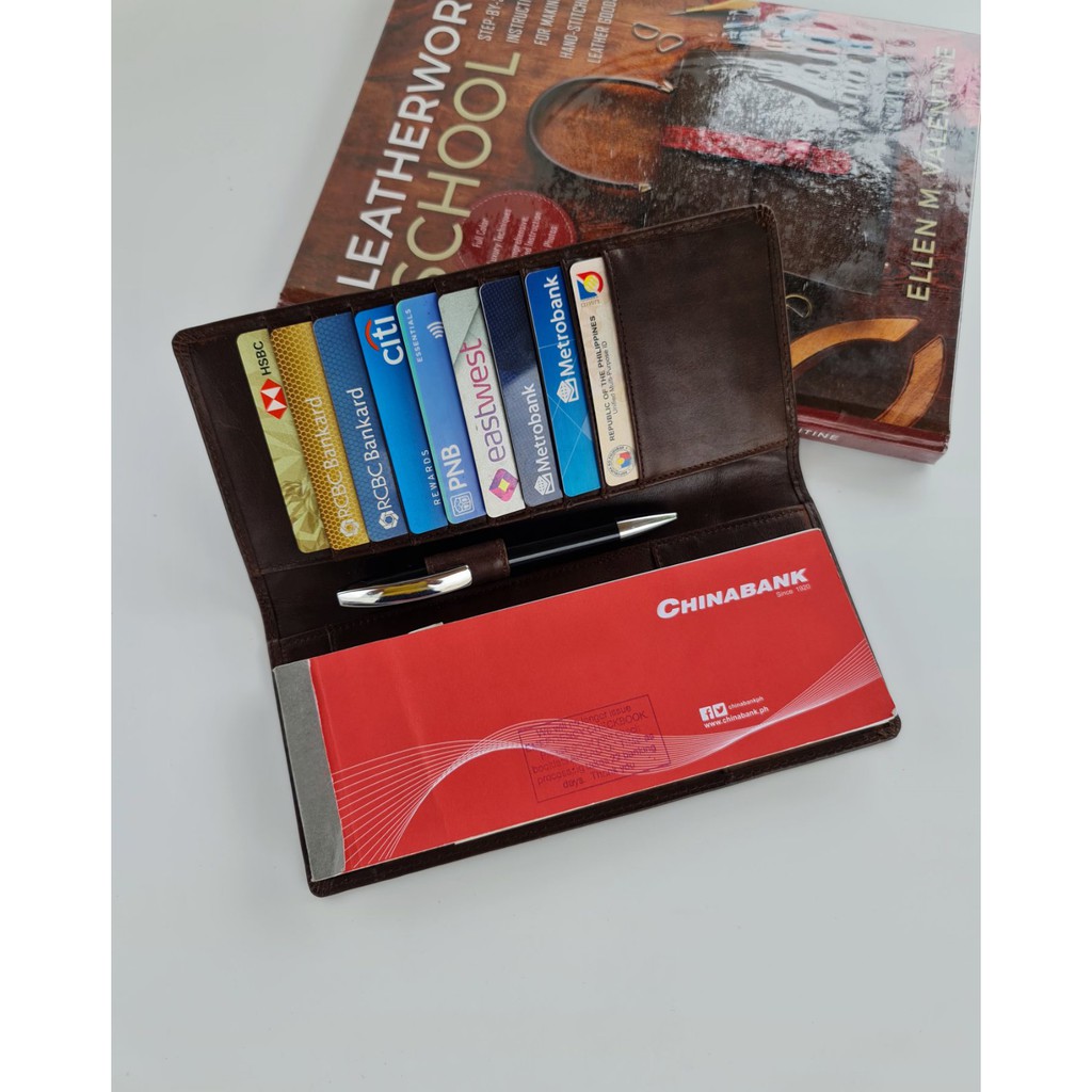Full Grain Leather Checkbook with Slit Card Holders | Shopee Philippines