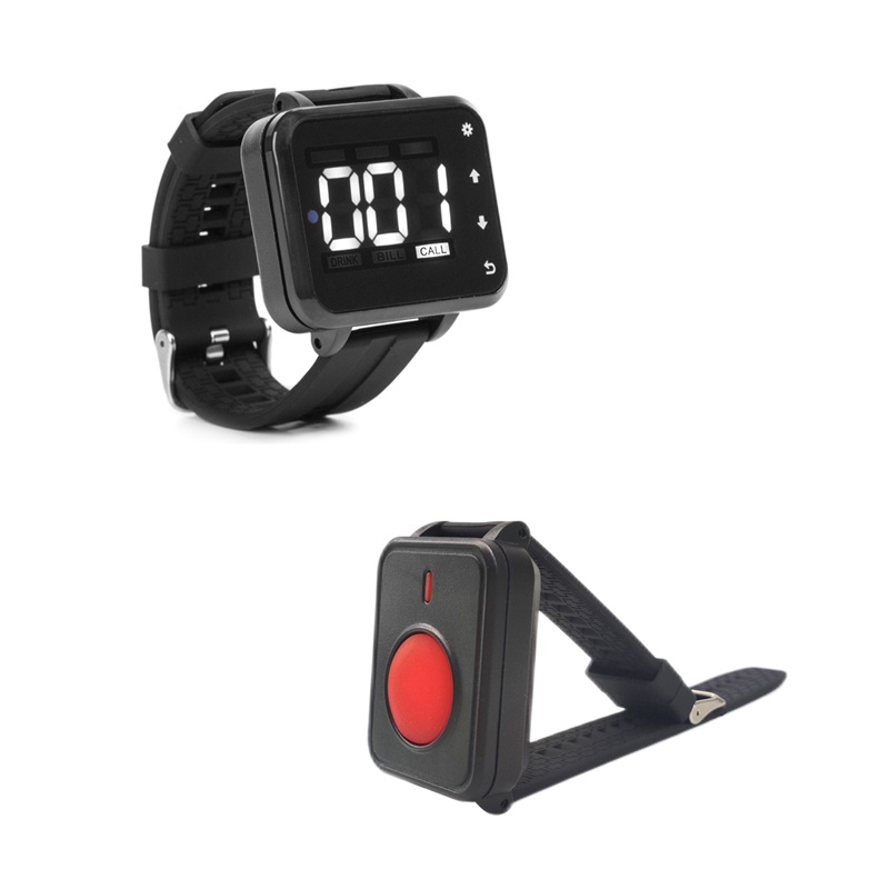 Wireless Elderly Alarm Call Button Caregiver Pager System 1 Hand Watch ...