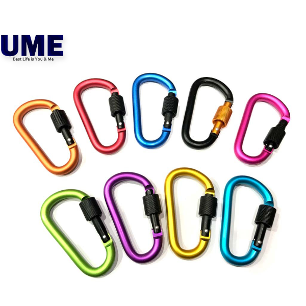 Carabiner Clip Key Chain with Lock D Shape, Aluminum Carabiner Keychain ...