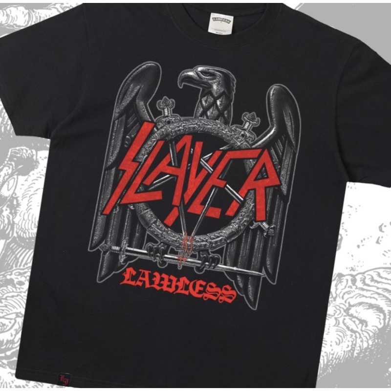 LAWLESS X BAND TSHIRT T-SHIRT SLAYER LOGO OG BLACK EAGLE ORIGINAL BNWT ...
