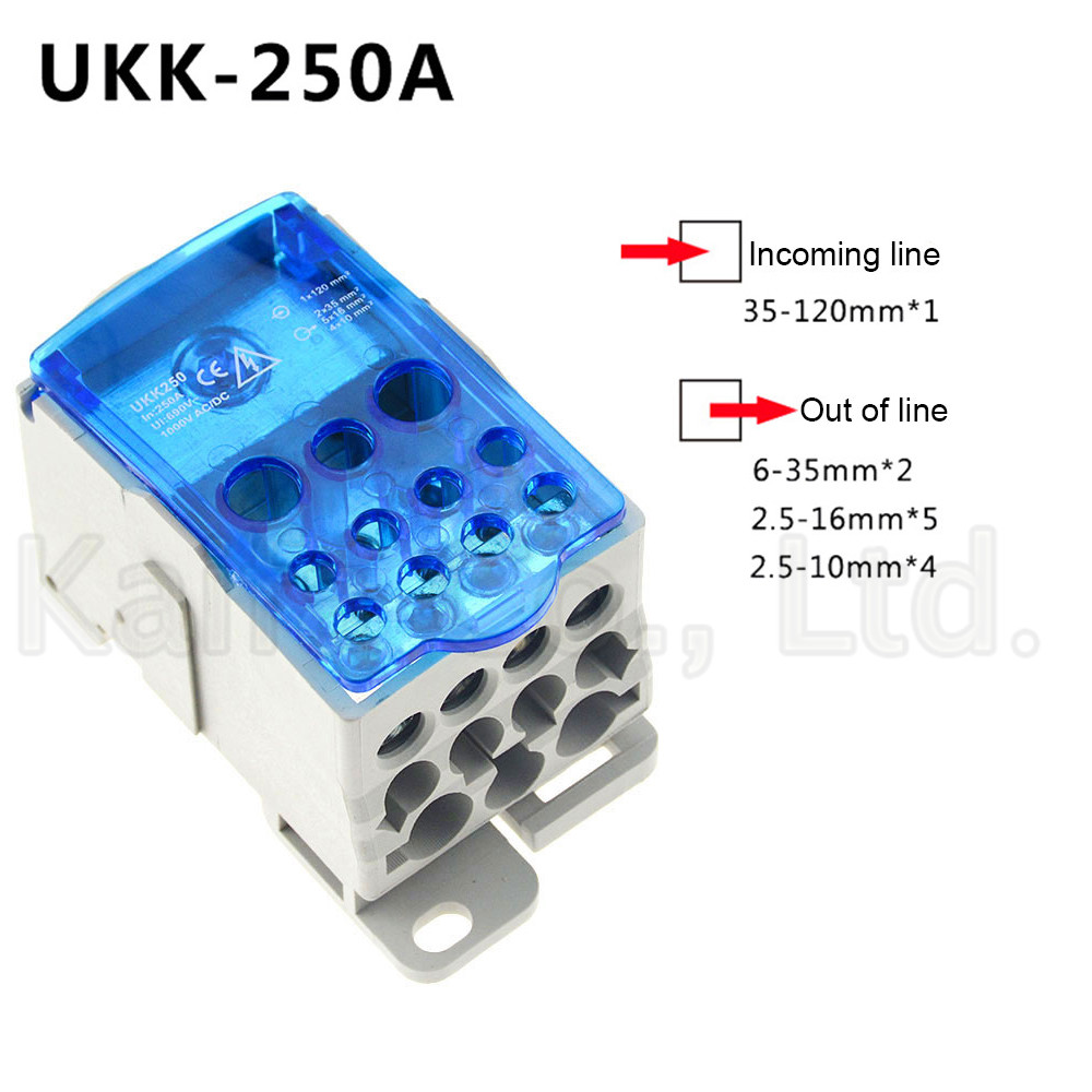 UKK80A 125A 160A 250A 400A 500A Terminal Block 1 in many Out Din Rail distribution Box Universal ...