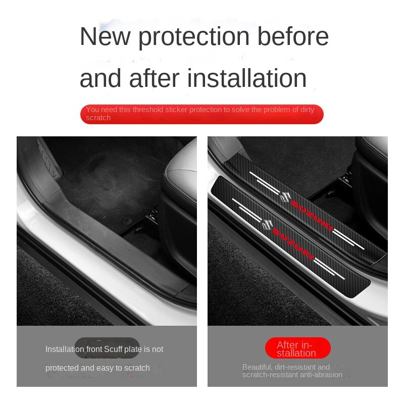 4pcs Suzuki Car Door Threshold Side Step Sticker Carbon Fiber Threshold ...