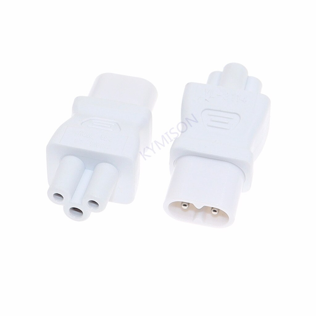 White IEC 320 C5 to C8 Power Adapter, IEC 320 3 Pole Female to 2 pole ...