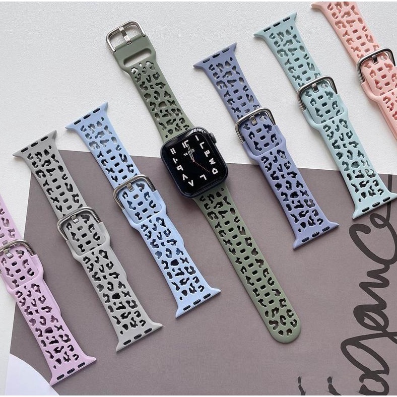 Soft Silicone Letter Hollow Breathable Strap For Apple Watch Strap ...