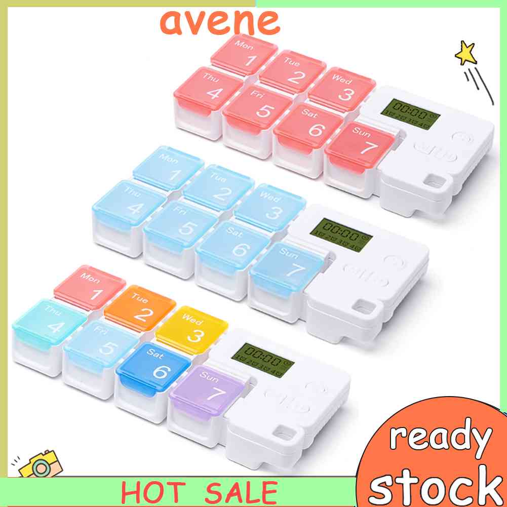 7-Day Pill Organizer Box Smart Medicine Storage Timer Weekly Pill Drug ...