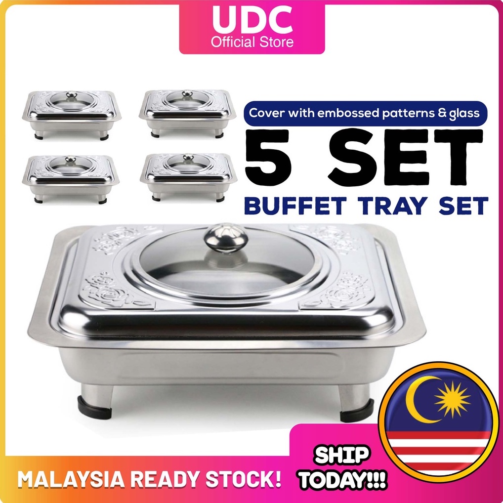 UDC 5 SETS 34x28 BUFFET EMBOSSED / BUFFET TRAY SET / BUFFET FOOD TRAY ...