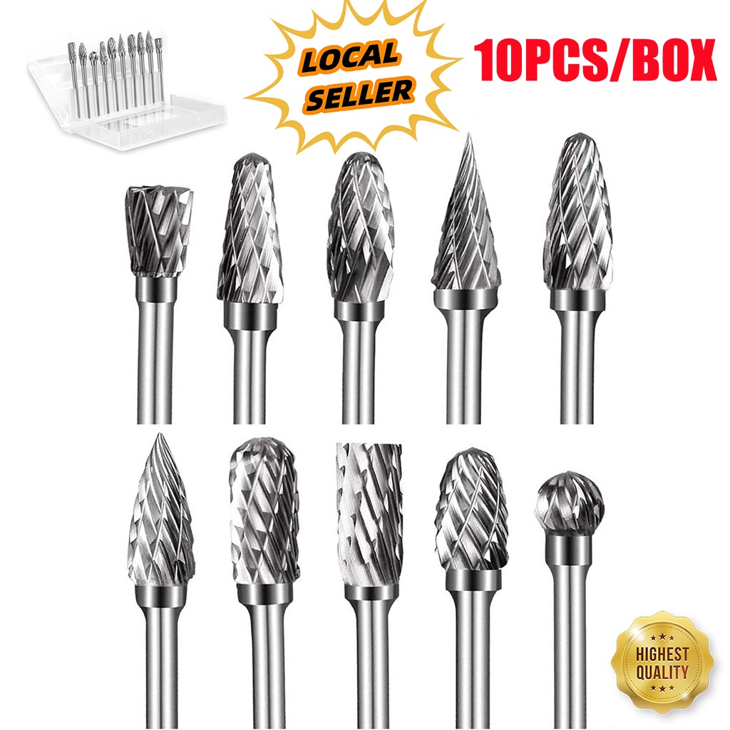 10pcs Tungsten Steel Carbide Rotary Burr Set Porting Tool for Metal ...