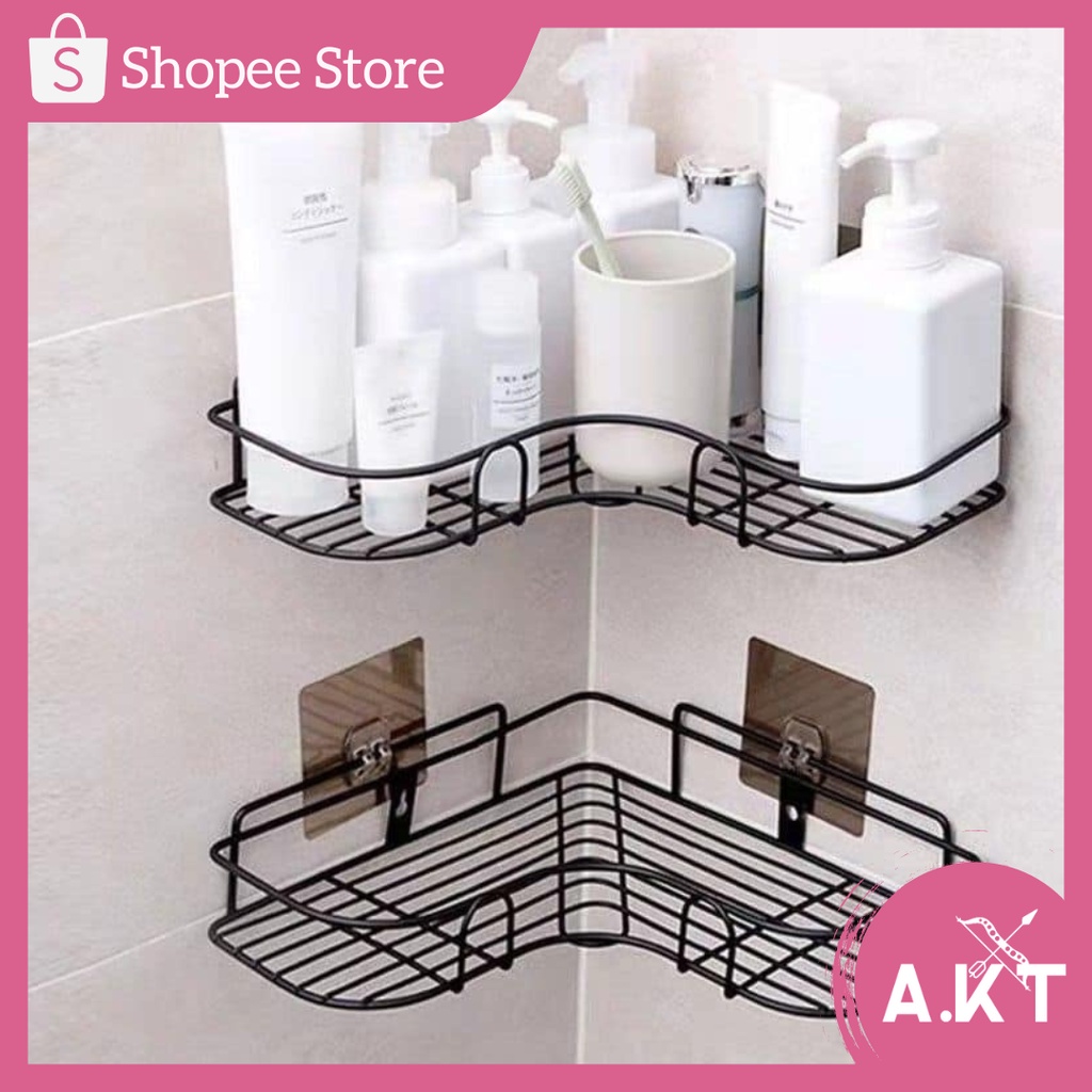 AKT Triangular Corner Shelf / Triangular Bathroom Organizer Rack ...