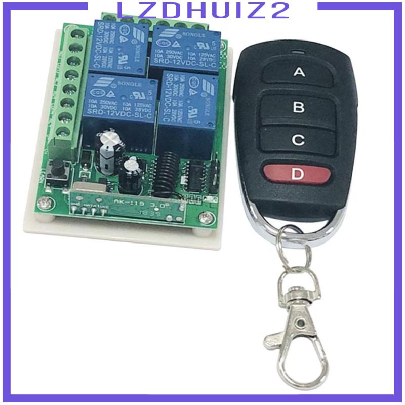 [Lzdhuiz2] 4Channel DC12V Wireless Relay Switch Module with 4-Button ...