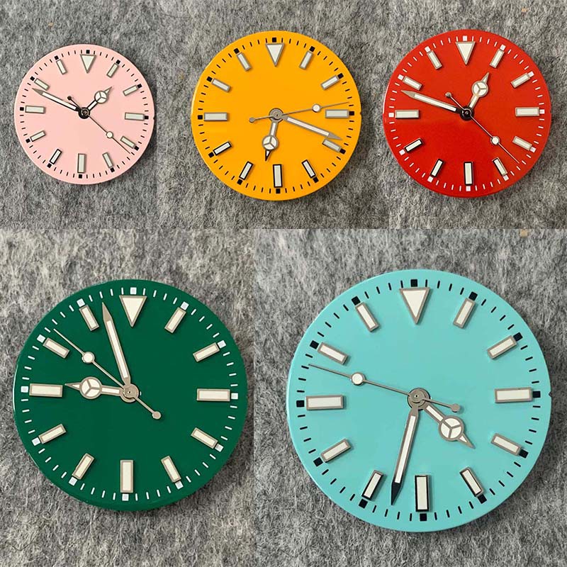Colorful 29MM Watch Dial Green Luminous No Calendar Watch Dial w/ Hands ...