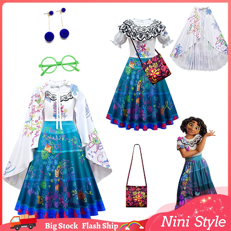 Encanto Mirabel Madrigal Cosplay Costume for Kids Girl Magic Cowlneck ...