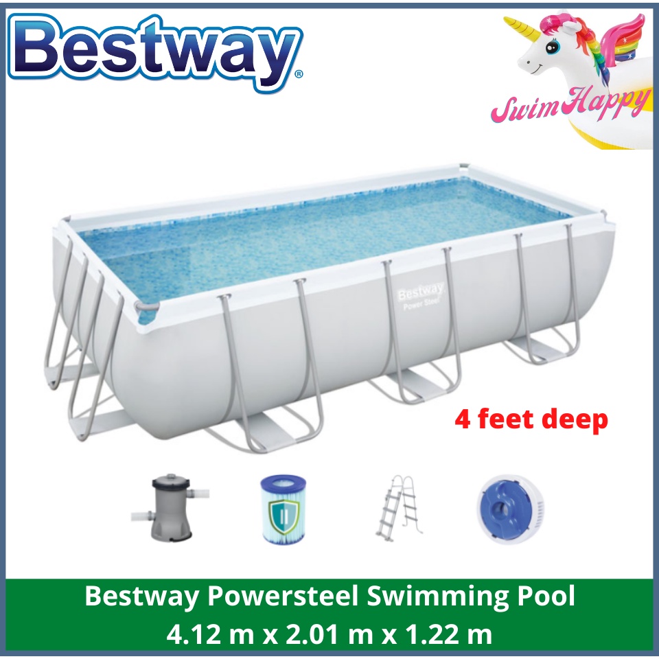 SwimHappy BESTWAY 56456 Power Steel Pool; Size 4.12m x2.01m x1.22m (4 ...