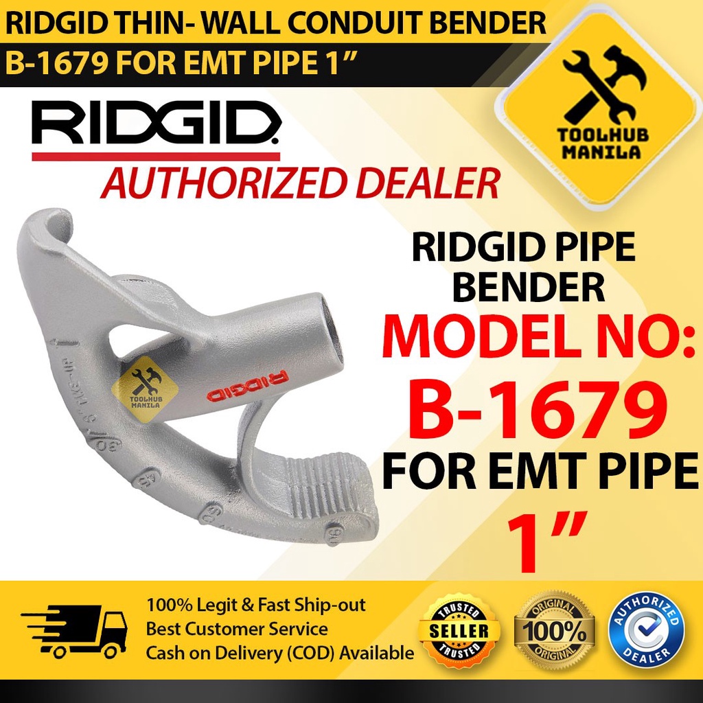 Ridgid Thin-Wall Conduit Bender B-1679 for EMT pipe 1" Automobile ...