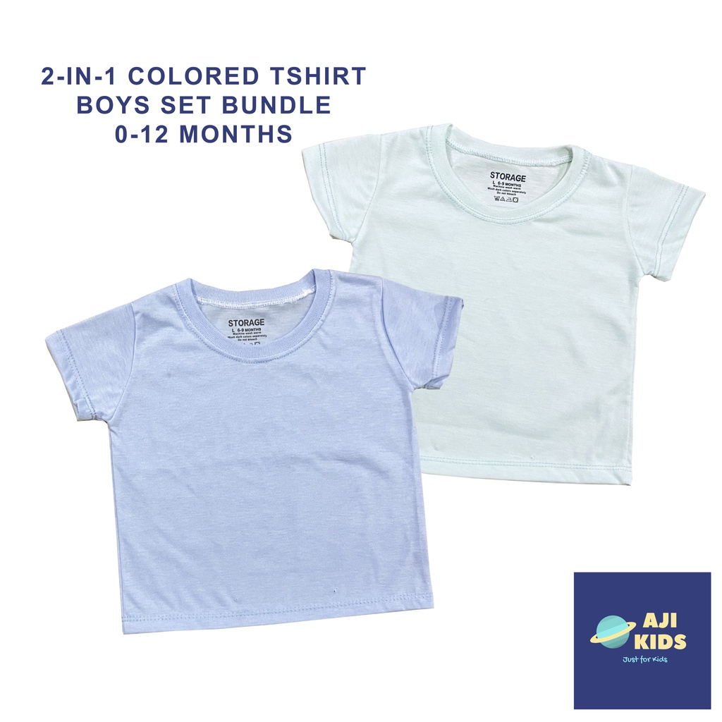 AJI KIDS New Born Baby Boy Tshirt 2 pcs set "Boys Plain Colored ...
