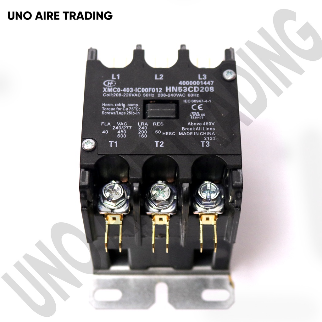Magnetic Contactor 3 Pole 40 FLA 5TR Hartland HN53CD208 | Shopee ...