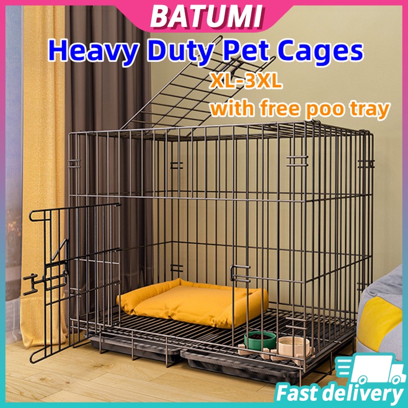 XL-3XXL Large Heavy Duty Pet Cages Foldable Dog Cage with Poop Tray Cat ...