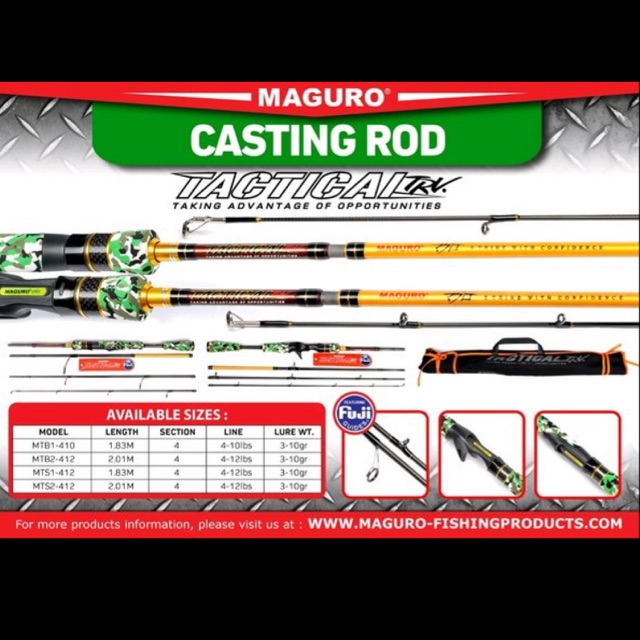 Maguro tactical 180 Mts1 4-10 fishing rod with 4 connections | Shopee ...
