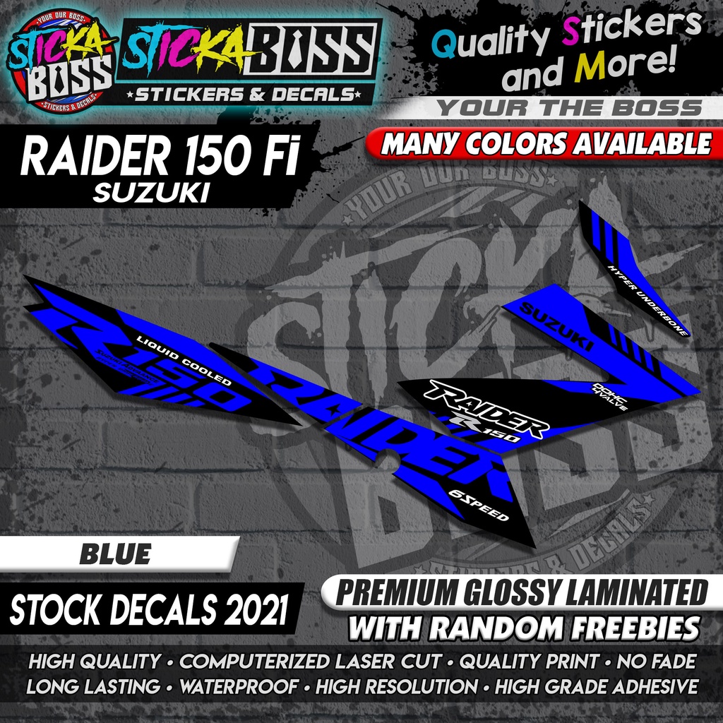 Suzuki Raider 150 Fi Stock Decals 2021 (BLUE)【PREMIUM GLOSSY LAMINATED ...