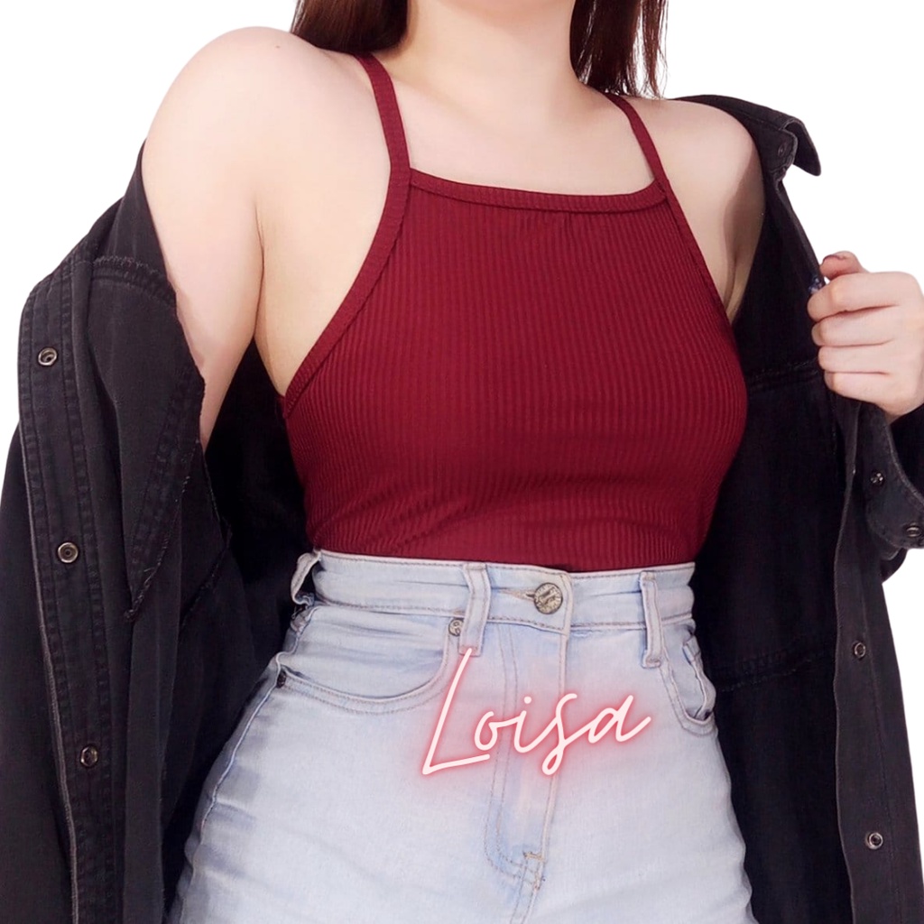Fashionatbp Loisa Halter Rib Knit Sando Blouse | Shopee Philippines