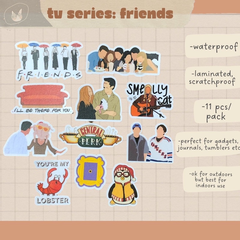 WATERPROOF TV SERIES STICKER PACK: FRIENDS/ THEBIGBANGTHEORY ...