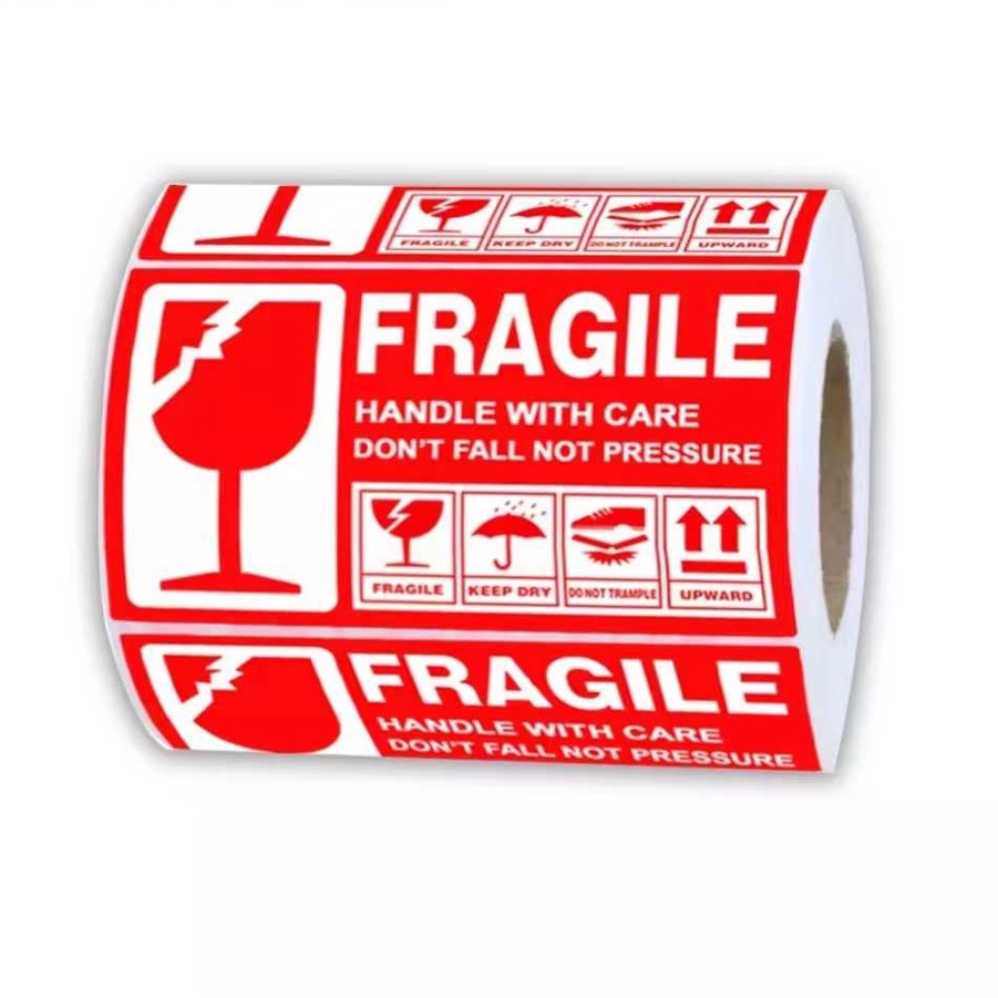 500 PCS/ROLL 90x50mm | 130x70mm Red Fragile Sticker Handle with Care ...