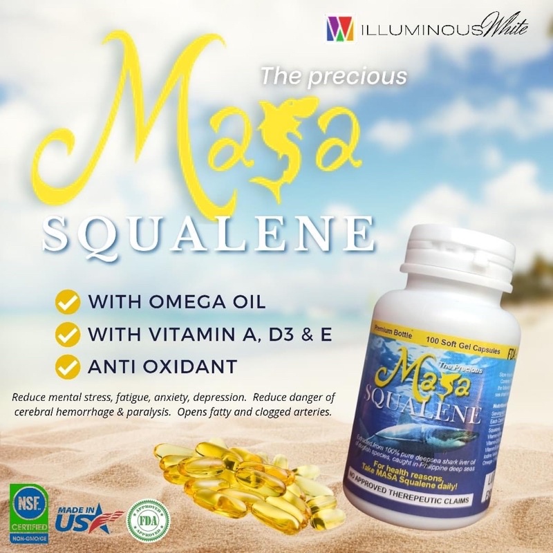 MASA Squalene, Shark Liver Oil (500mg), 100 capsules | Shopee Philippines
