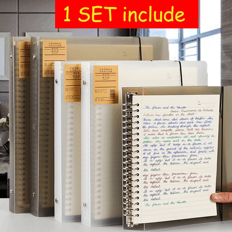 1 SET! A4/B5/A5 Notebook Binder Notebook Refillable Replaceable Metal ...