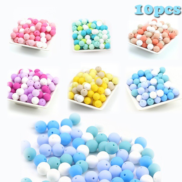 10/20/50pcs 15mm Candy Color Silicone Chew Beads DIY Teething Jewelry ...