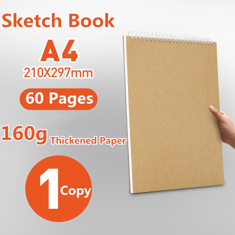 A4/A5/16K kraft paper coil book super thick sketchbook student notepad ...