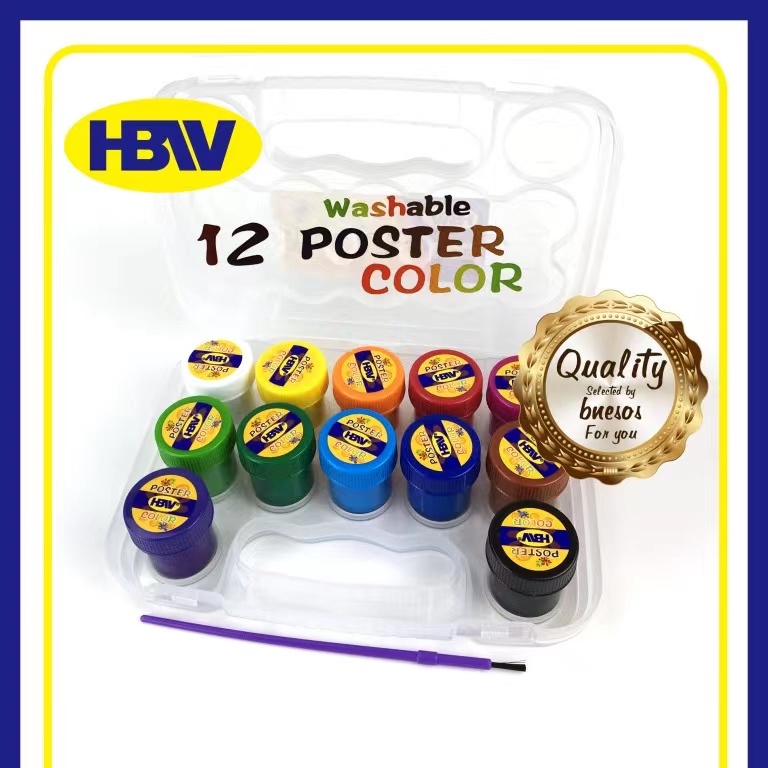 HBW WATER POSTER 12 COLOR ART MATERIALS COLORING POSTER PAINT SET ...