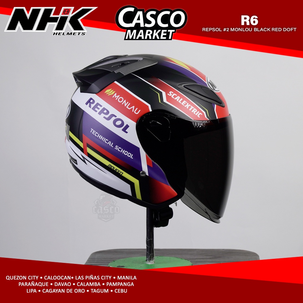 NHK R6 REPSOL #2 MANLOU HALF FACE SINGLE VISOR MOTORCYCLE HELMETS ...