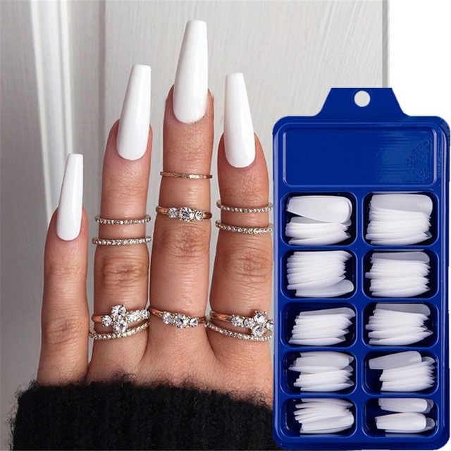 UR sugar 100Pcs Candy Color False Nail Tips Full Cover Matte Acrylic ...