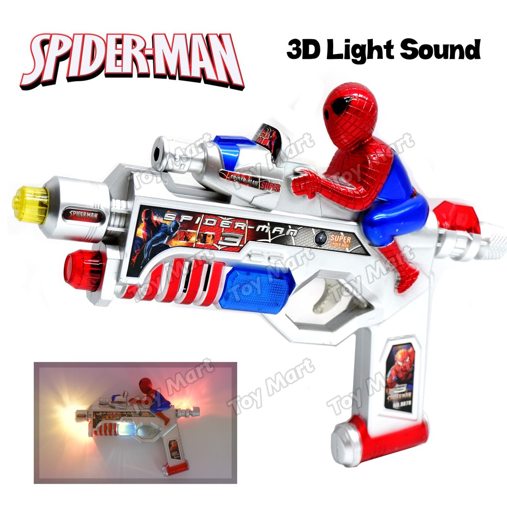 Laniste Spider Toy Gun with 3D Light Sound Silver Spiderman Battery ...