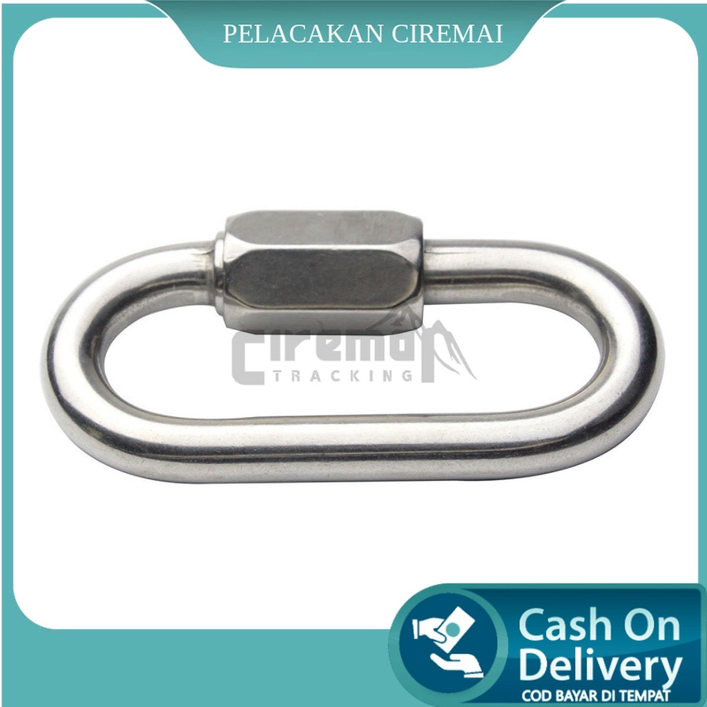Carabiner Oval Shape Safety Lock Stainless Steel Max Load 450kg - XD ...