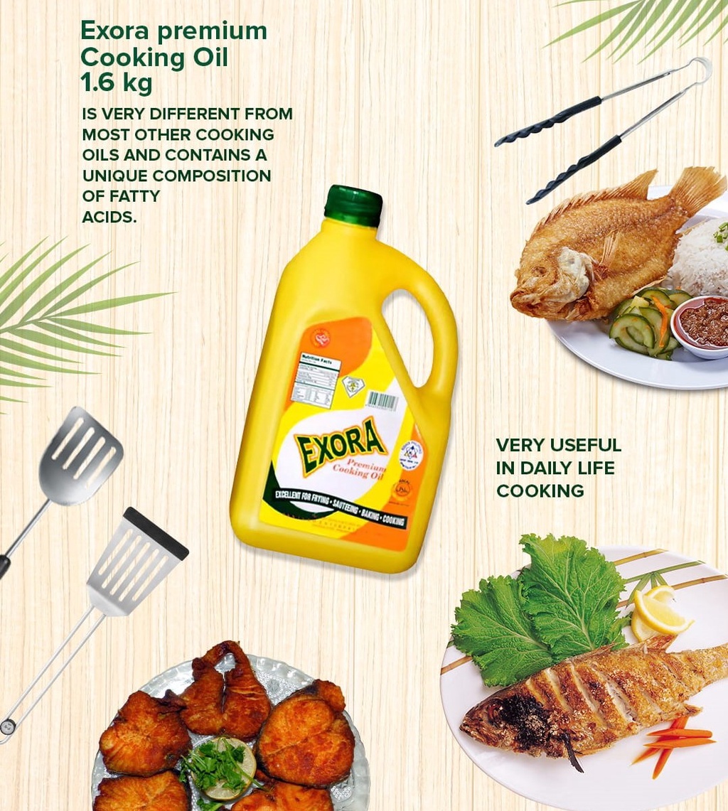 EXORA Premium Pure Coconut Cooking Oil 1.75 Liters (1.6kg) Half Gallon ...