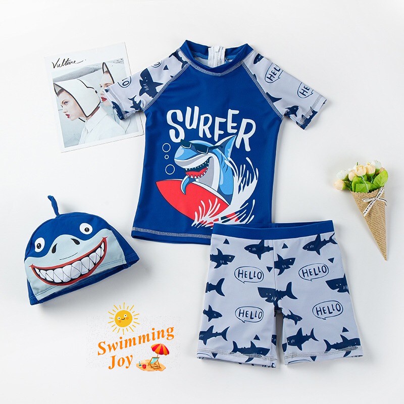 Swimming Joy - Boys Swimsuit UPF 50+ Swimsuit Set Including Toddler Hat ...