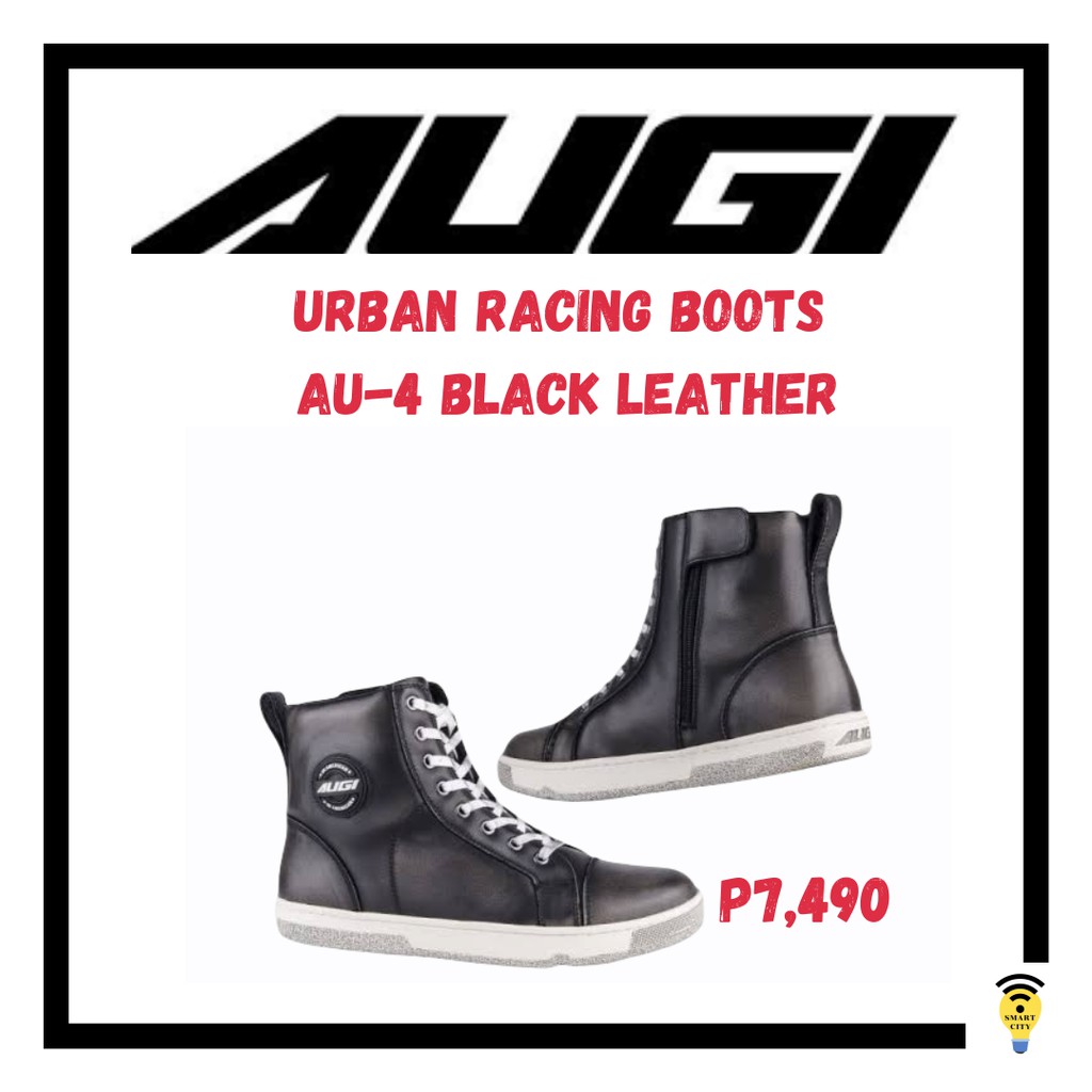 AUGI Urban Racing Boots AU-4 Black Leather | Shopee Philippines