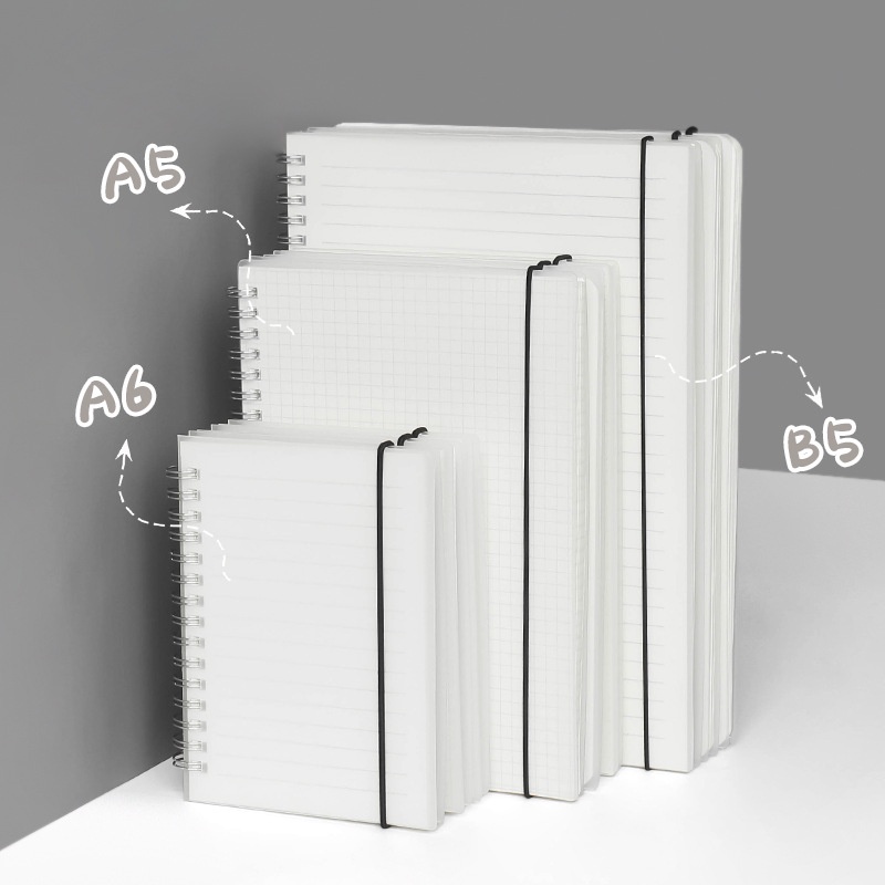 All types Clear Plastic Hard Cover Spring Ring bind B5 A5 A6 Notebook ...