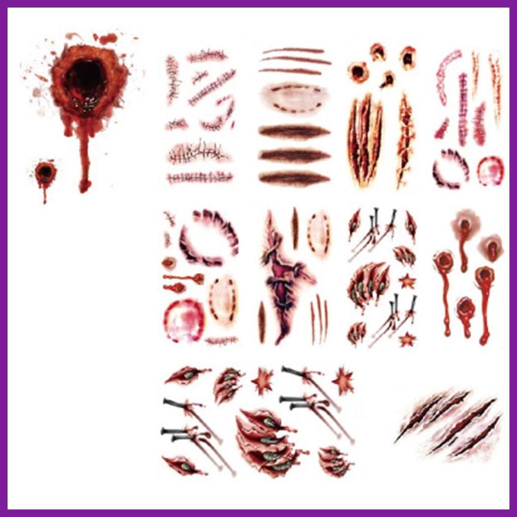 Horror Realistic Fake Bloody Wound Stitch Scar Waterproof Temporary ...