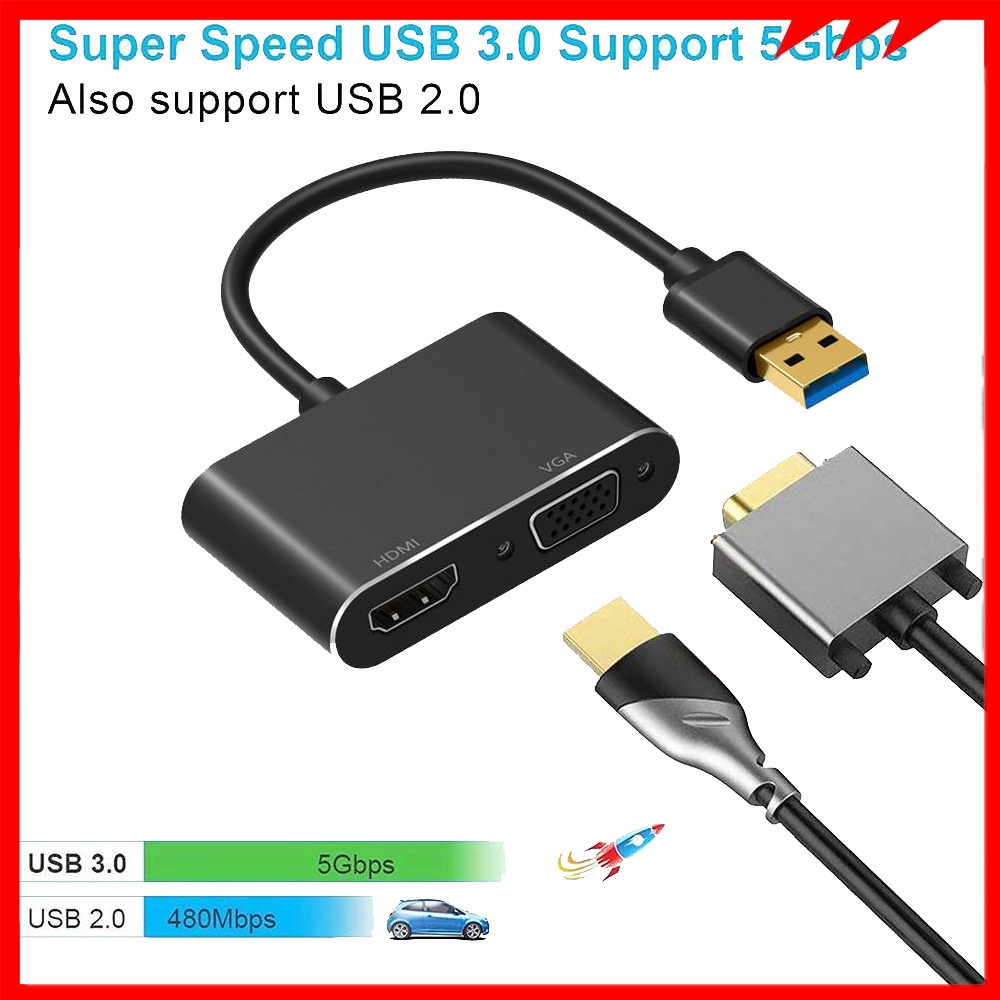 USB 3.0 2.0 to HDMI 4K VGA HDMI To Hdmi Vga 1080P Extend Mirror Display ...