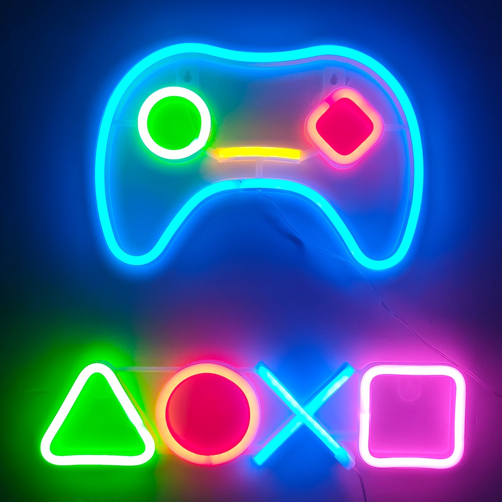 Game Neon Light LED Gaming Room Decoration PS4 Handle Symbol Gamepad ...