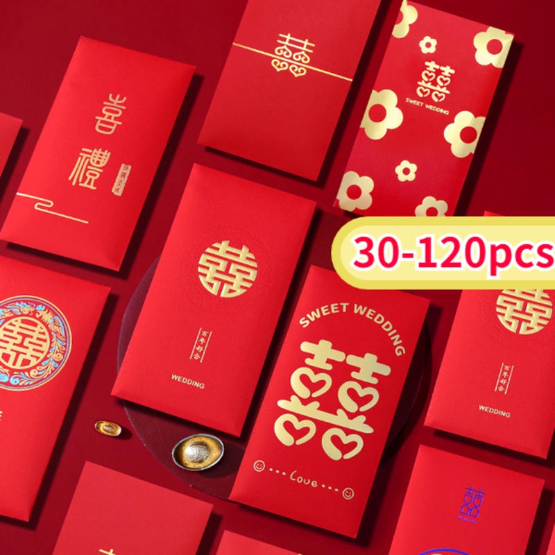 30-120pcs Angpao Wedding Red Packet 2022 Angpow Money Envelope Bag ...
